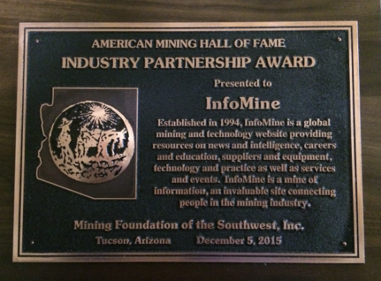 InfoMine receives Industry Partnership Award from American Mining Hall ...