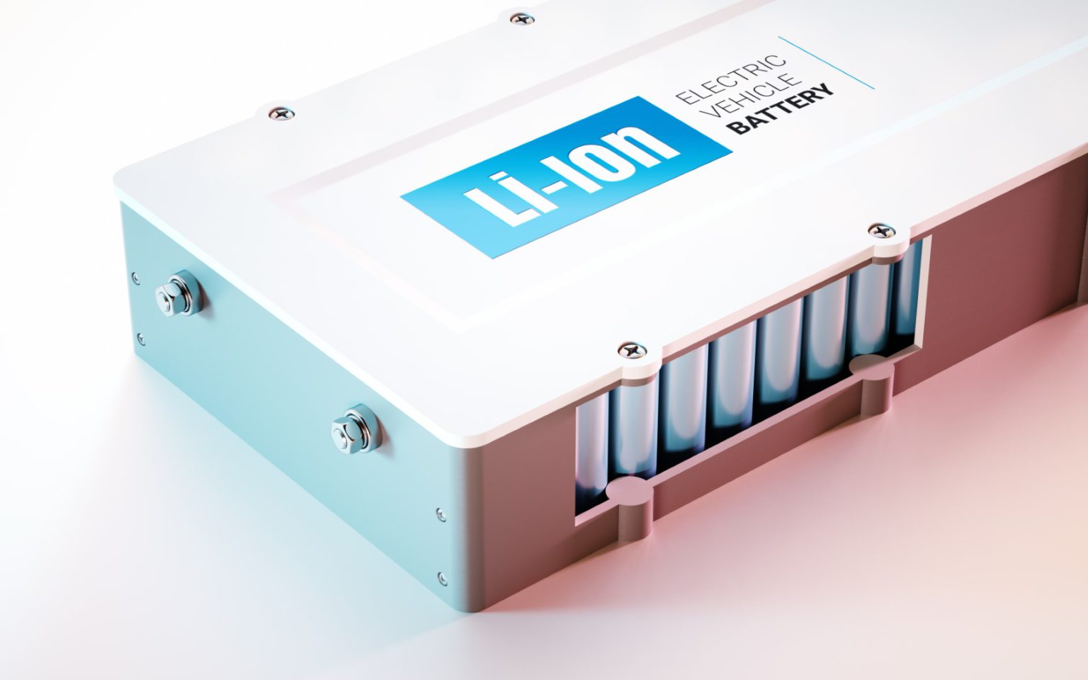 EV (electric vehicle) Li-Ion battery concept. Close up view. 3d ...