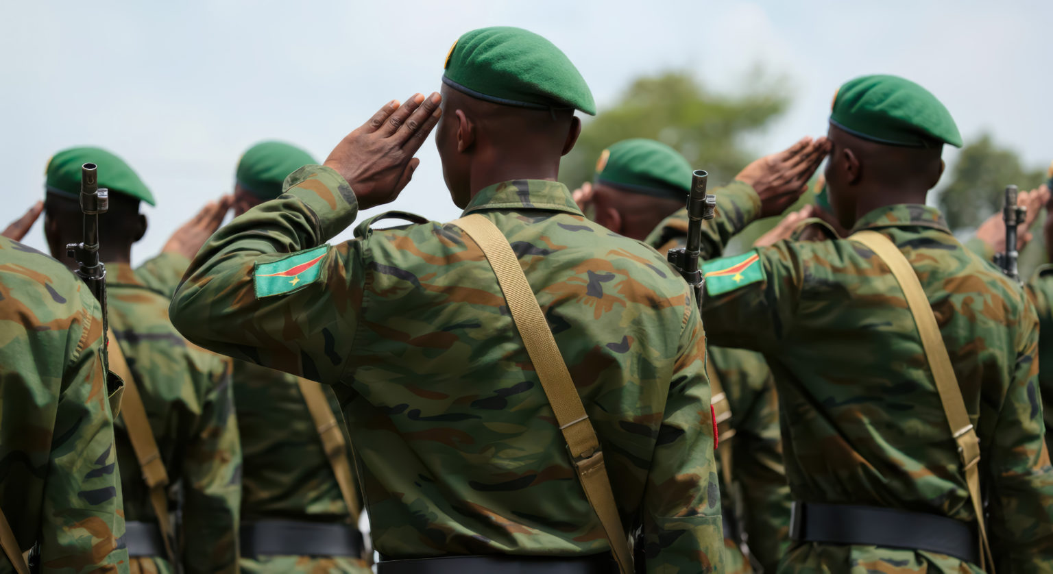 Congolese soldiers giving salute during ceremony military, glory and ...