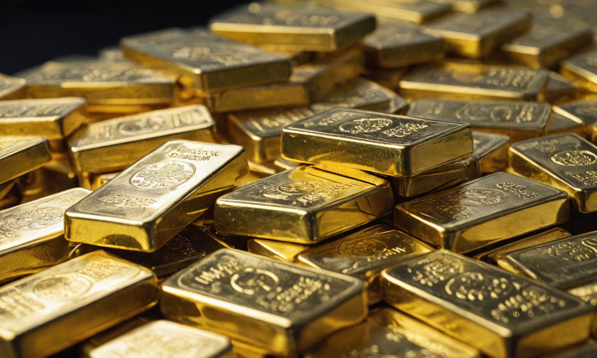 A pile of gold bars, a common sight in a bank vault or a gold refinery ...