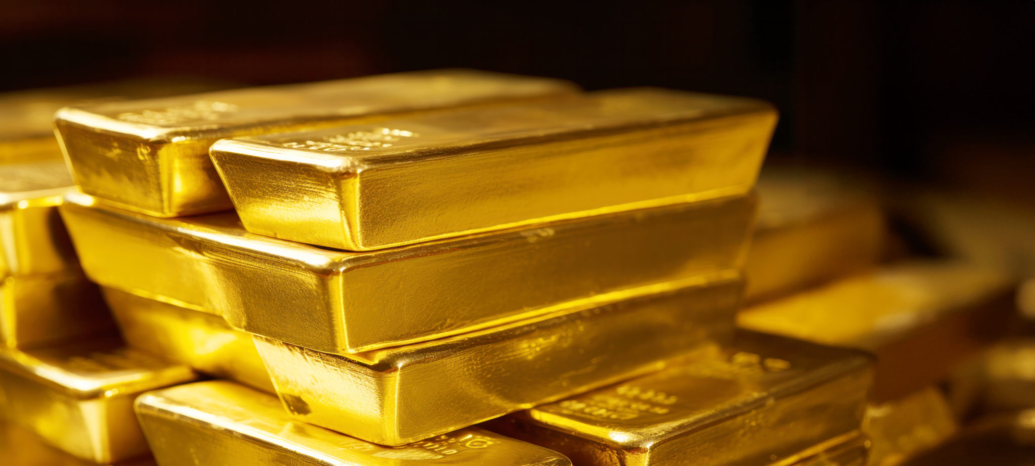 Stacks of pure gold bullion bar on dark background. Represent business ...